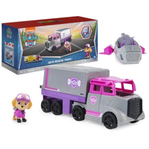 paw patrol, big truck pup’s skye transforming toy trucks with collectible action figure, kids toys for ages 3 and up