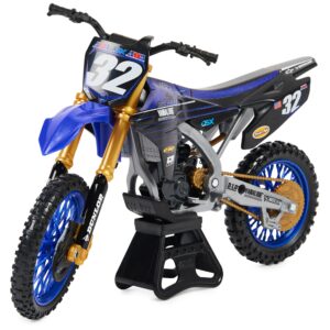 supercross, authentic eli tomac 1:10 scale collector die-cast toy motorcycle replica with display stand,