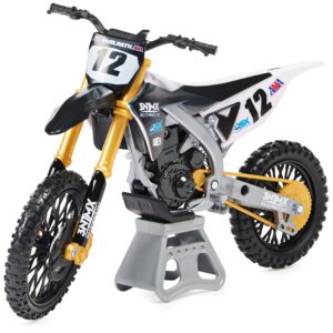 supercross, authentic shane mcelrath 1:10 scale collector die-cast toy motorcycle replica with display stand, for collectors and kids age 5 and up