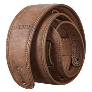 lekato bass strap for electric guitar & bass 2.5” wide leather bass guitar strap with foam padded bass guitar strap leather bass guitar strap adjustable length from 41” to 51” leather guitar straps