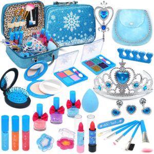 kids makeup kit for girl - washable real make-up kit toy for little girls, toddler make up & non-toxic cosmetic set, play pretend dress up starter, age 4 5 6 7 8 year olds child birthday gift 32pcs