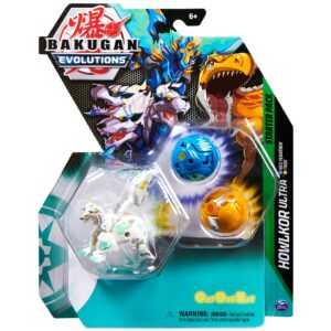 bakugan evolutions starter pack 3-pack, howlkor ultra with neo pegatrix and trox, collectible action figures, ages 6 and up