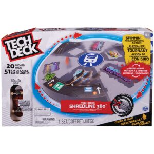 tech deck, shredline 360 motorized skate park, x-connect creator, customizable and buildable turntable ramp set with exclusive fingerboard, kids toy for boys and girls ages 6 and up