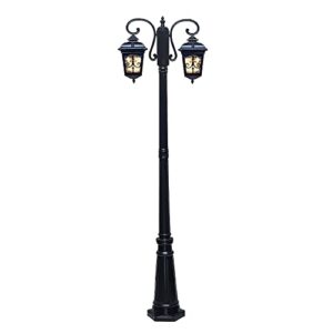 mcabujt high pole garden waterproof outdoor street light，european e27 courtyard light ，2 -heads retro outdoor home， villa garden community high post lamp garden lights