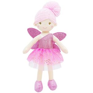 june garden 12" enchanted garden fairy doll elida - plush stuffed soft doll girl gift - pink outfit and wings