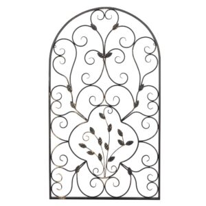 tgkpt 41" spanish arch wall decor， metal semi-circular wall art with leaf shape, retro decorative iron ornament for wall, garden, home