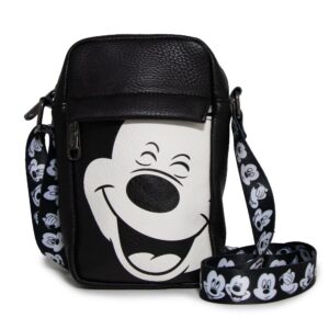 buckle down disney bag, crossbody, mickey mouse smiling, vegan leather