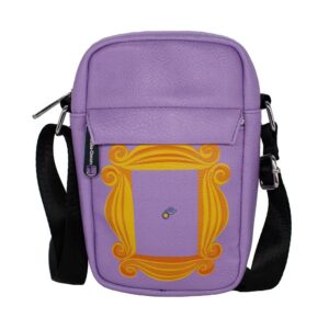 buckle down friends bag, crossbody, monicas peephole frame, vegan leather