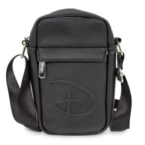 disney bag, cross body, signature d logo embossed black, vegan leather