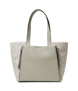 calvin klein lilly signature tote vanilla/khaki/pelican one size