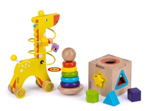 totjoy montessori toys for 1 year olds 18+ months wooden educational toy for toddlers shapes sorting stacking toys busy board sensory toys early development & activity toys