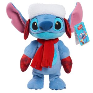 disney stitch 14.5-inch large holiday dancing feature plush stuffed animal with music, kids toys for ages 3 up by just play