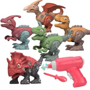 keriday 5pcs dinosaur toys for kids 3-8, take apart toys with cordless drill for boys & girls, stem educational diy construction building gifts for birthday easter christmas hannukah