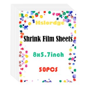 hslordge 50pc shrink plastic sheets,shrink paper sheets,shrink film sheets,-semitransparent,8''x5.7'', 0.3mm, design your own shrink art craft