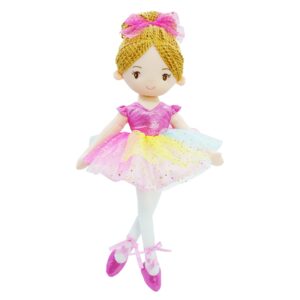 june garden 16" ballerina princess polina - stuffed plush soft doll - pink outfit - gift for toddler girls