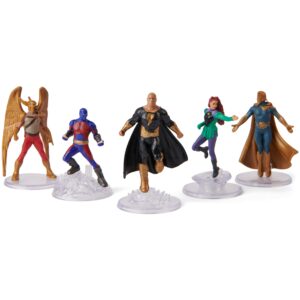 dc comics, black adam justice society set 5-pack, 2-inch action figures with stands, black adam movie collectible kids toys, ages 3 and up