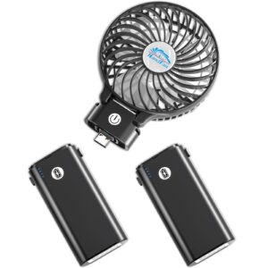 handfan 10400mah handheld fan with double portable charger, rechargeable personal hand fan, foldable mini electric fan, battery operated cooling fan for travel beach outdoors indoors(clear blade)