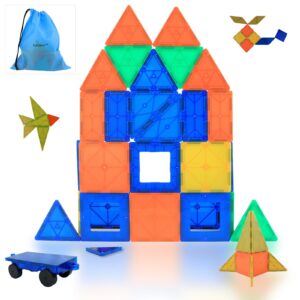 vanstarry 65 piece magnetic tiles building blocks set for boys girls preschool educational construction kit magnet stacking toys for kids toddlers children 3 4 5 6 7 8 year old