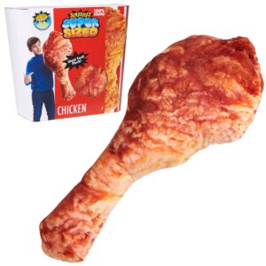 seriously super sized 32-inch stuffed fried chicken drumstick food plushie, supersize food plush, kids toys for ages 3 up by just play