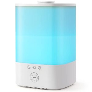 cool mist humidifiers 3.5l top fill humidifiers for bedroom with essential oil diffuser, 7-color lights, timer, waterless auto shut-off, white