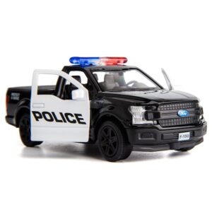 bdtctk 1/36 scale compatible for ford f150 pickup truck police car model, zinc alloy die-cast pull back vehicles kid toys for boy girl gift (black)