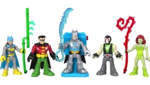 fisher-price imaginext dc super friends preschool toys batman battle multipack 9-piece figure set with light-up backpack for ages 3+ years