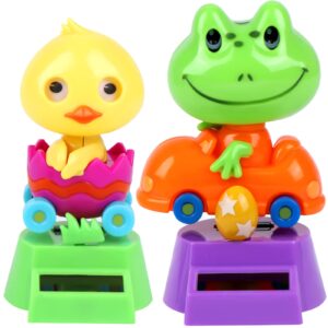 2 pcs easter chick frog solar ornaments easter ornaments solar dancing toys solar bobblehead solar dancing figures solar bobble dancing toys for window desk car home party decoration gift