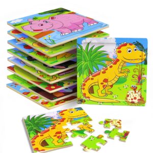 puzzles for kids ages 3-5, 9 pack wooden jigsaw puzzles for toddlers ages 3-5 16 pieces preschool educational learning toys set animals puzzles for 3 4 5 years old boys and girls