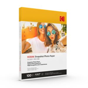 kodak photo paper gloss 8.5 x 11 snapshot 100 count, 48lb-180 g/m 2-8.5mil (41302)