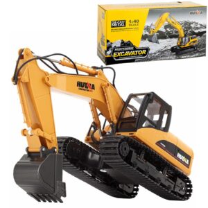 gemini & genius excavator toys, construction vehicle digger toys 1/40 scale die-cast grader engineering tracked excavator vehicle alloy models toys for kids and decoration for house