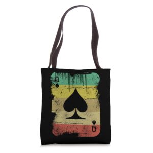 retro poker texas hold'em queen of spades - vintage poker tote bag