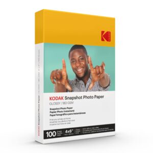 kodak photo paper gloss 4 x 6 snapshot 100 count, 48lb-180 g/m 2-8.5mil (41305) **this product is not compatible with the kodak dock printer**"