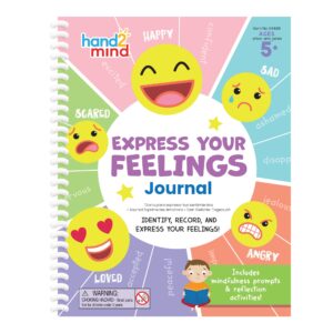 hand2mind express your feelings journal, emotions journal for kids with feelings wheel, social emotional books for kids, growth mindset for kids, mindfulness for kids, calm down corner supplies