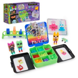 pixobitz, exclusive neon studio with 600 water fuse beads, decos and accessories, makes 3d creations with no heat, arts and crafts kids toys