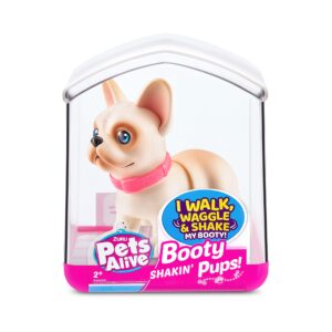 pets alive booty shakin' pups (frenchie & dachshund) by zuru 2 pack interactive mini dog toys that walk, waggle, and booty shake, electronic puppy toy for kids and girls