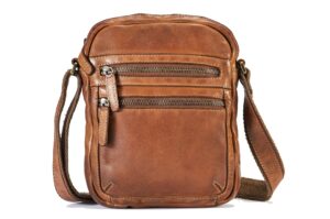 picco massimo premium quality leather made cross body bags for men and women |spacious separate compartments with zipper and adjustable straps (tan colour)