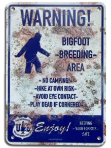 uoaiudt bigfoot breeding area metal retro plaque warning sign metal tin sign vintage poster wall decor gift for home office shop men cave garage classroom garden 12x17 inch