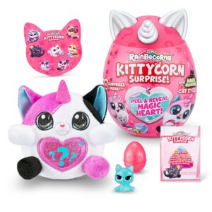 rainbocorns kittycorn surprise series 1 (calico cat) by zuru, collectible plush stuffed animal, surprise egg, sticker pack, jelly slime poop, ages 3+ for girls, children