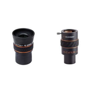 celestron ultima edge - 10mm flat field eyepiece - 1.25" & 93428 x-cel lx 1.25-inch 3x barlow lens (black)