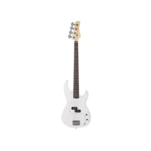 rmkole full size 4-string electric bass guitar burning fire style fashion white, comfortable hand feeling, stylish outlook, stable performance and melodious sound