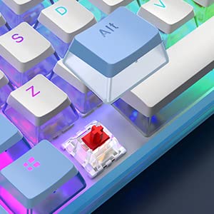 60% percent keyboard mechanical - womier wk61 hot-swappable keyboard ultra-compact rgb gaming keyboard w/pudding keycaps, linear red switch, pro driver/software supported (blue)