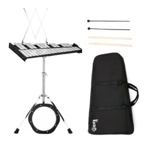 vachan 32 notes glockenspiel bell kit professional xylophone for adult beginner students with 8'' drum practice pad,adjustable music stand,glockenspiel stick,drum sticks and carrying bag