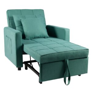 polar aurora sofa bed chair 3-in-1 convertible chair bed, lounger sleeper chair, single recliner for small space with adjustable backrest (green)