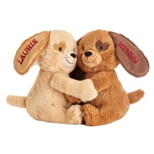 let's make memories personalized hugging plush puppies - puppy love - dog stuffed animal for kids - valentines day - birthday - for boy - for girl - te quiero - familia - i love you - family - puppies