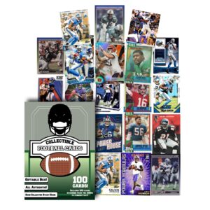 assorted set of 100 football trading cards - all new condition cards - perfect starter set for kids, adults, & collectors - potential superstar and hall of fame cards available - retail packaging