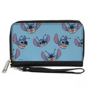 buckle-down women's pu zip around wallet rectangle-lilo & stitch, 7.5"x4.5"