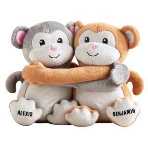 let's make memories personalized hugging plush monkeys - monkey business - monkey stuffed animal - for couples - for him - for her