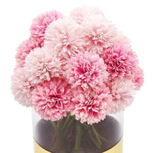 20pcs artificial fake flower plants silk chrysanthemum ball hydrangea arrangements wedding bouquets decor home kitchen garden party table floral diy (light pink&dark pink)