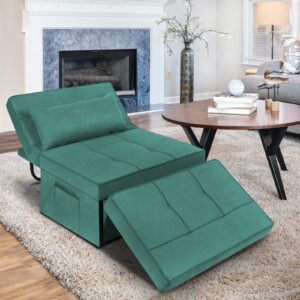 polar aurora ottoman sofa bed 4 in 1 multi-function folding sleeper chair bed adjustable recliner for living room (green)