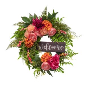 20 inch spring wreath for front door handmade artificial flowers wreath spring garland for front door garden home decor